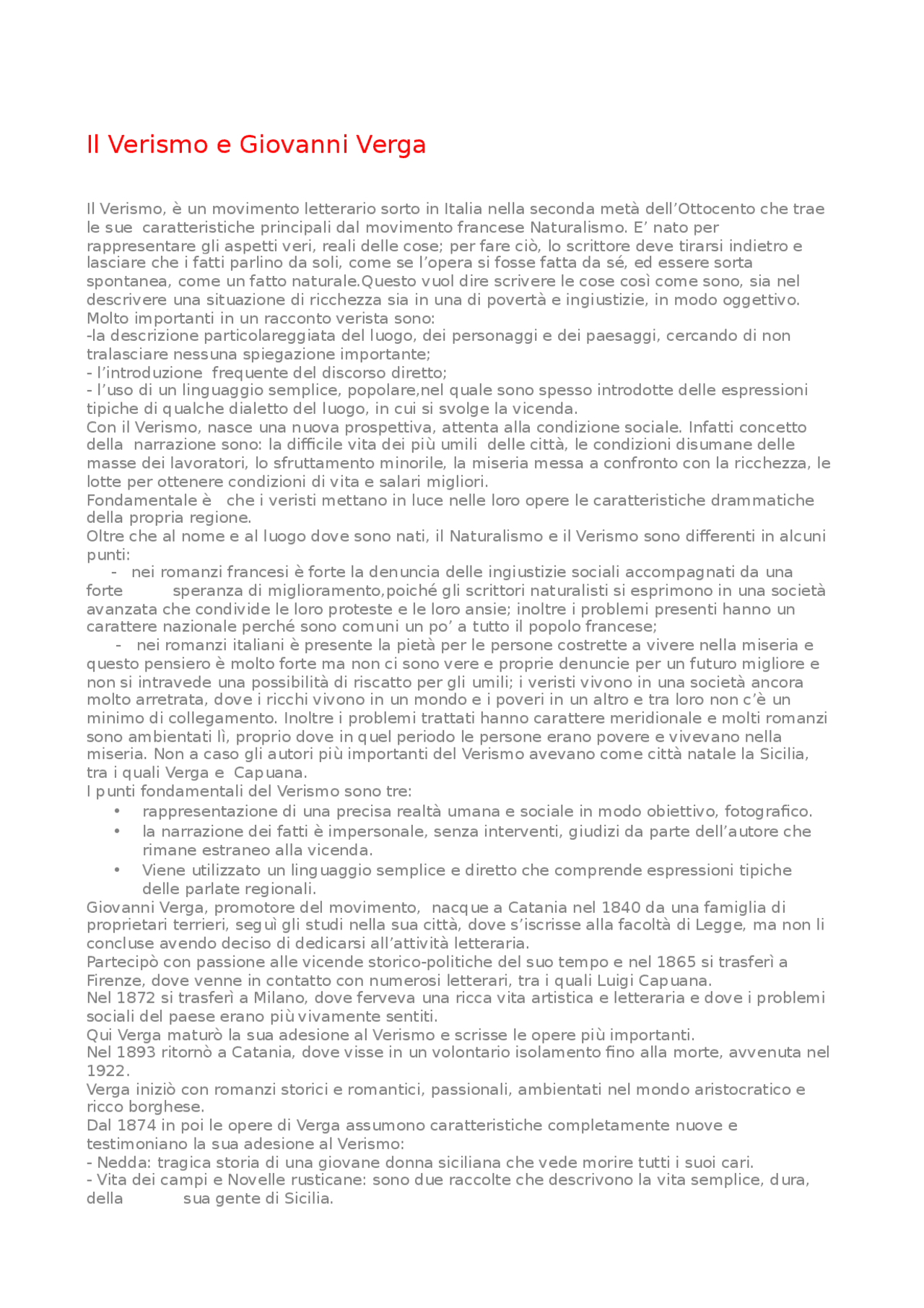 Verismo E Verga Docsity
