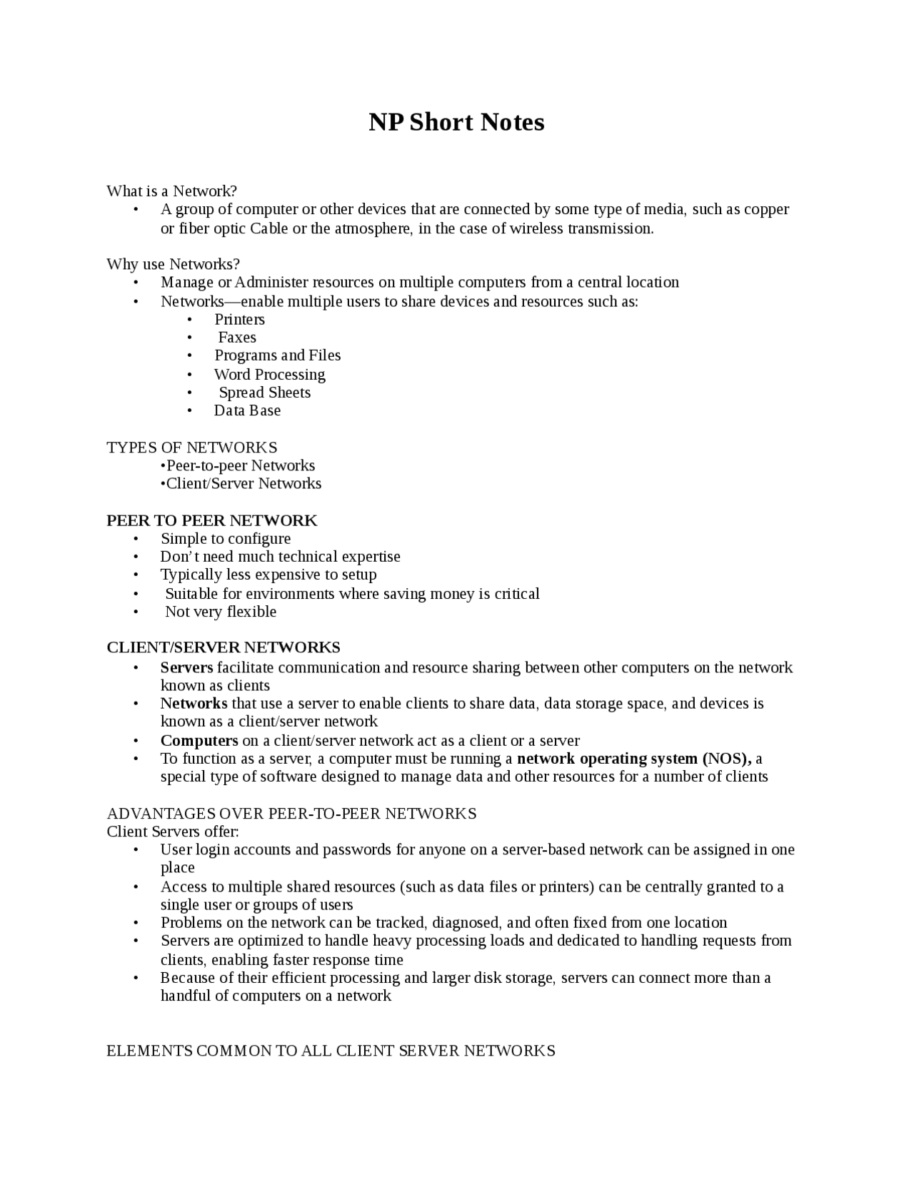 Np short notes - Docsity