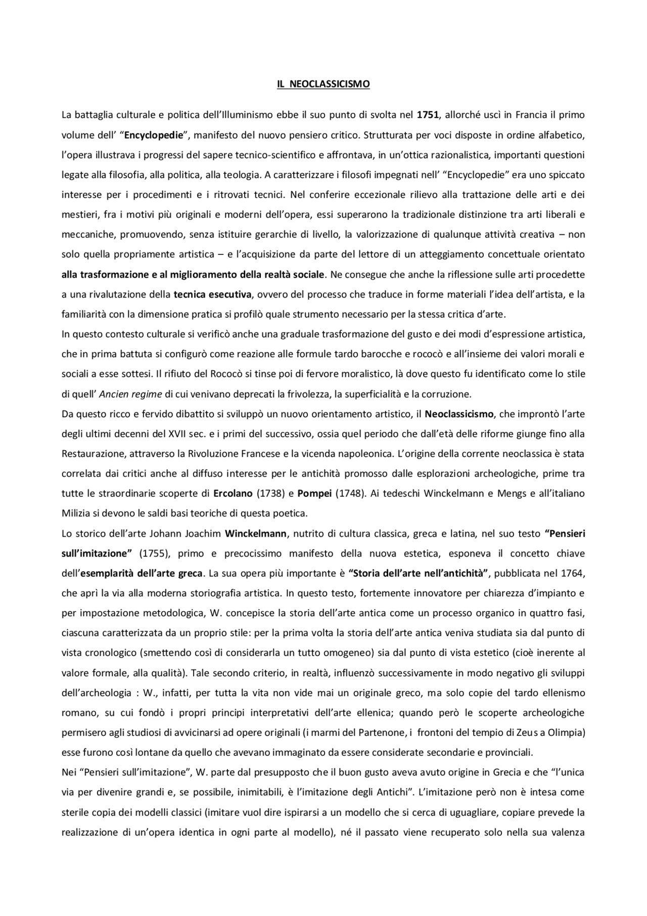 Neoclassicismo Docsity