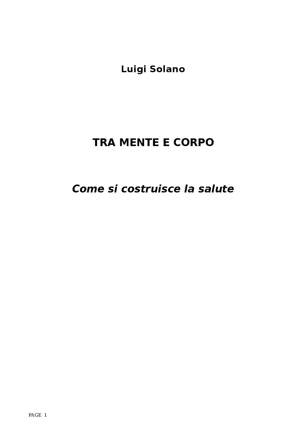 Tra Mente E Corpo Tutto Docsity
