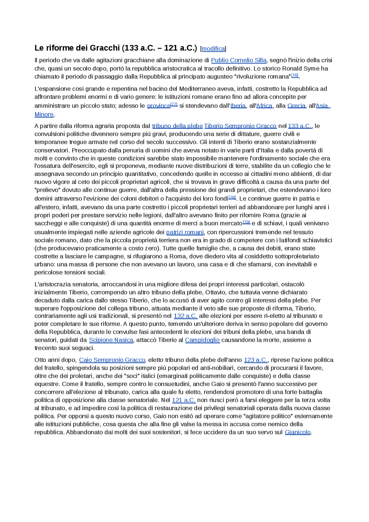 Le Riforme Dei Gracchi Docsity