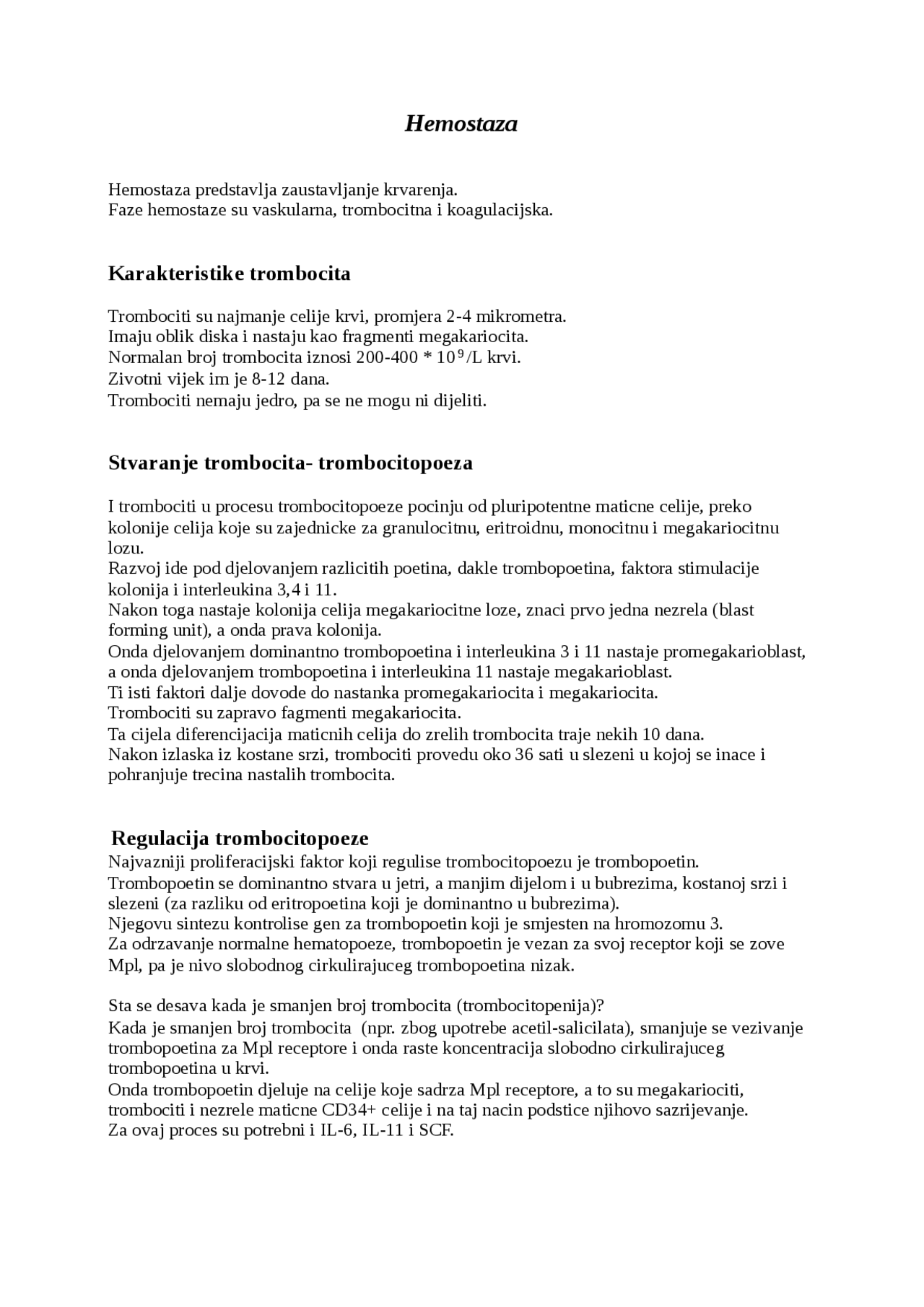 Hemostaza i trombociti: karakteristike, mehanizmi, faktori koagulacije ...
