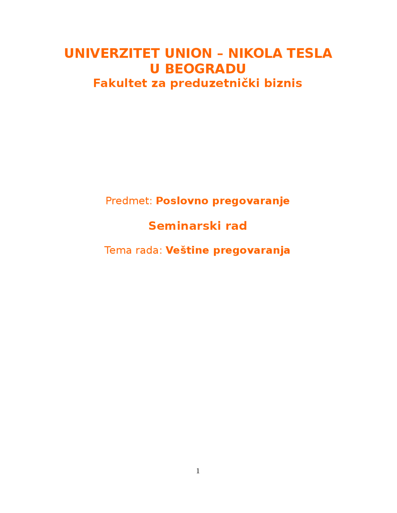 Seminarski rad poslovno pregovaranje | Vodiči, Projekti, Istraživanja ...