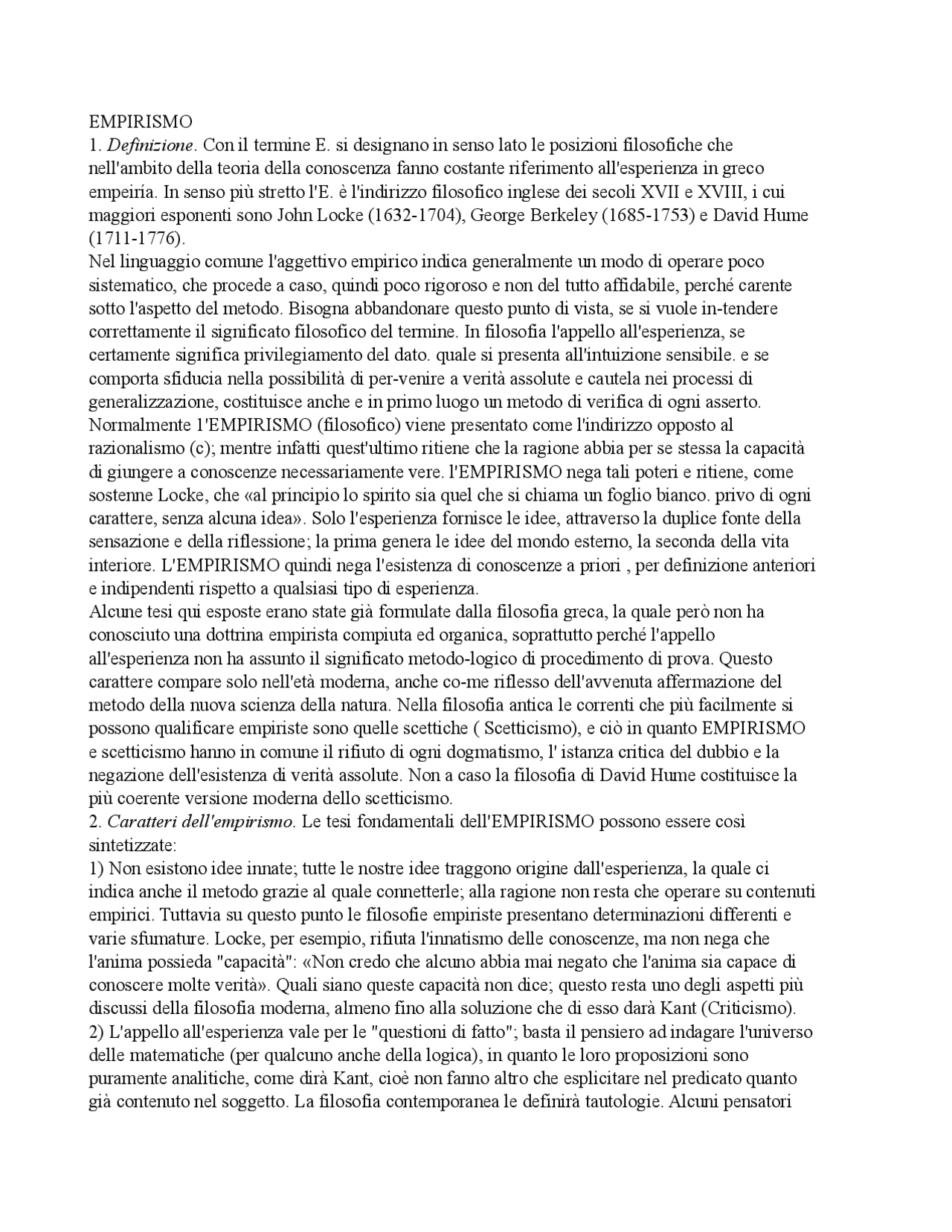 Empirismo E Razionalismo Docsity