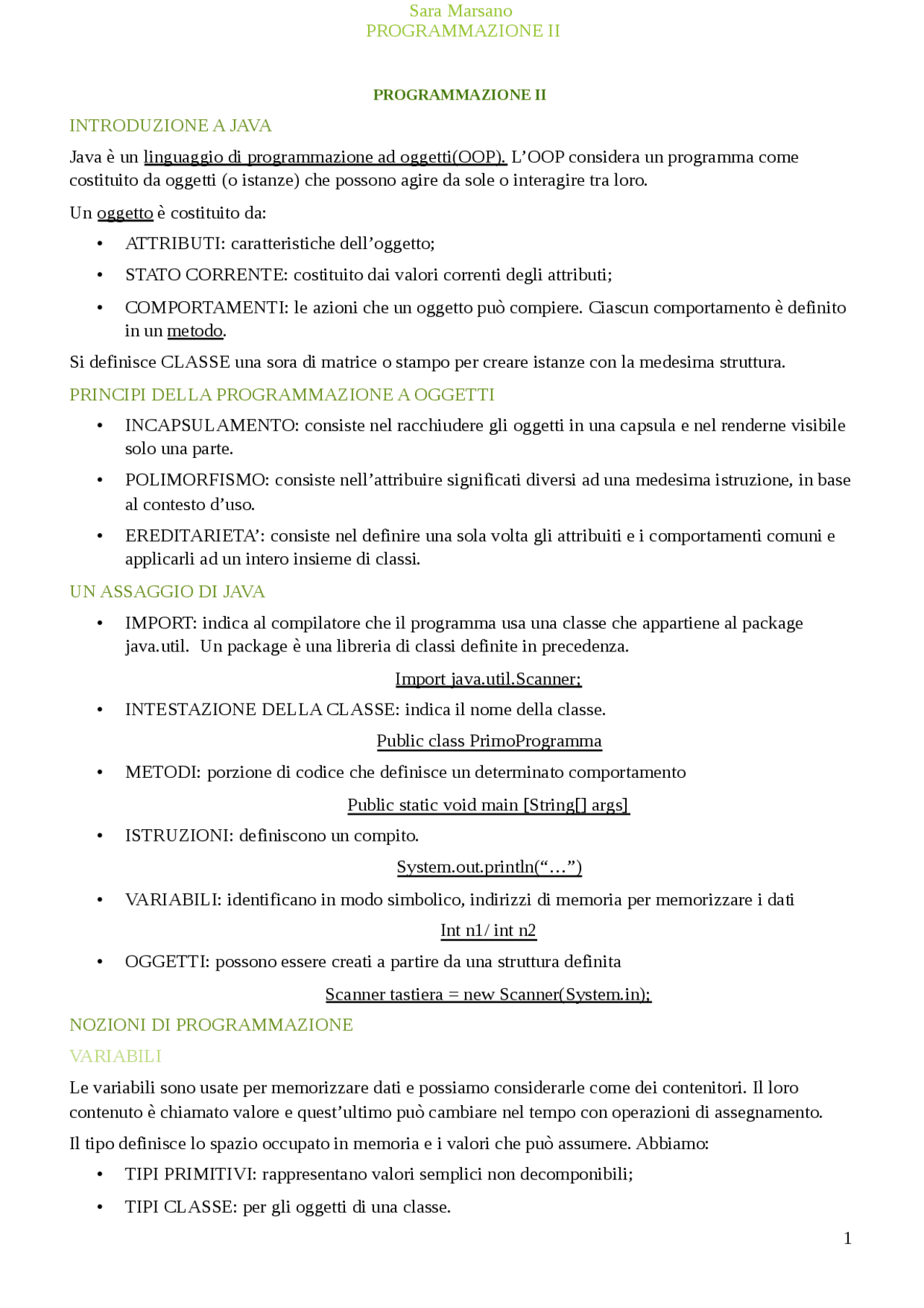 Programmazione Ii I Parte Docsity