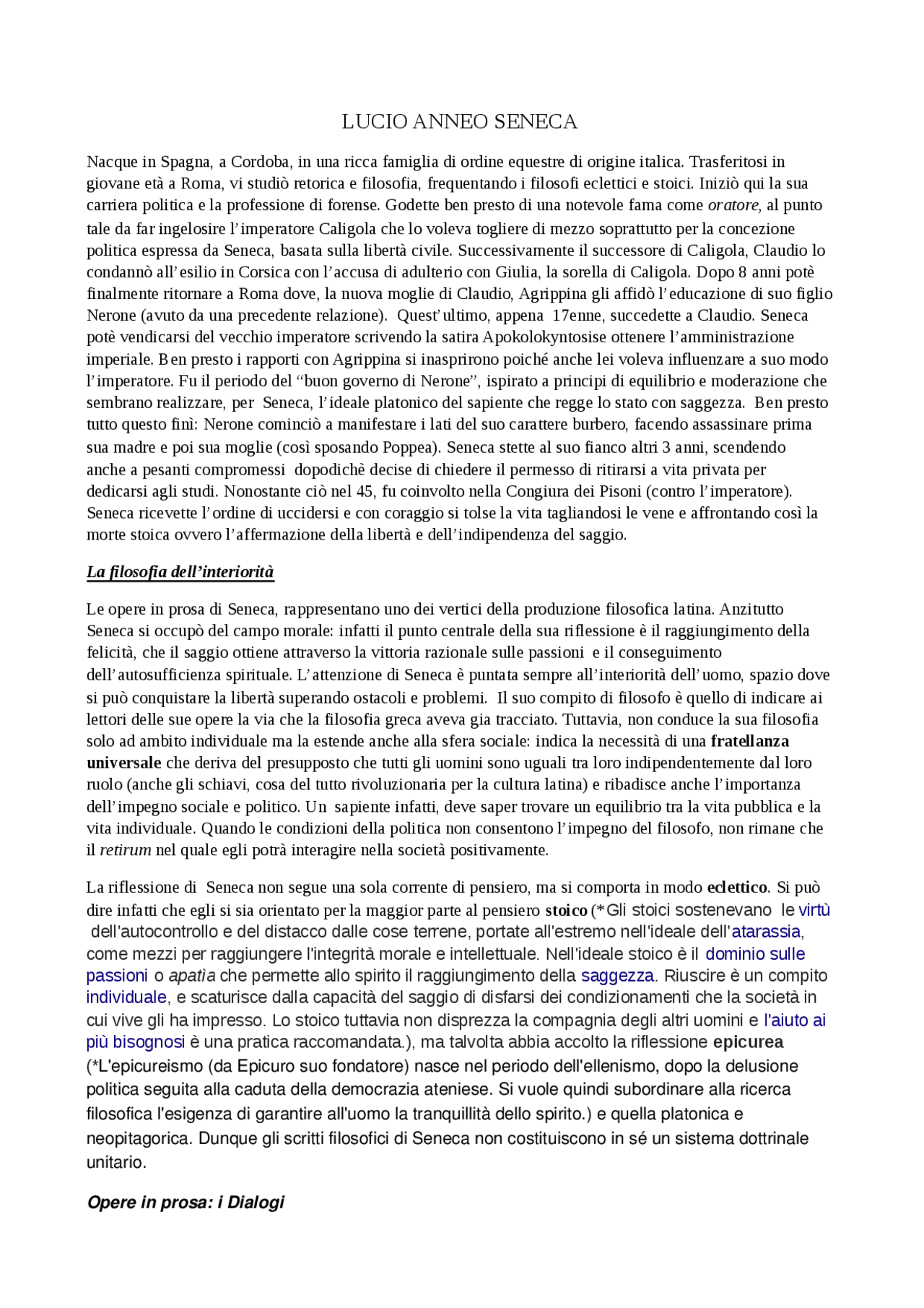 Seneca Appunti Di Letteratura Latina Docsity