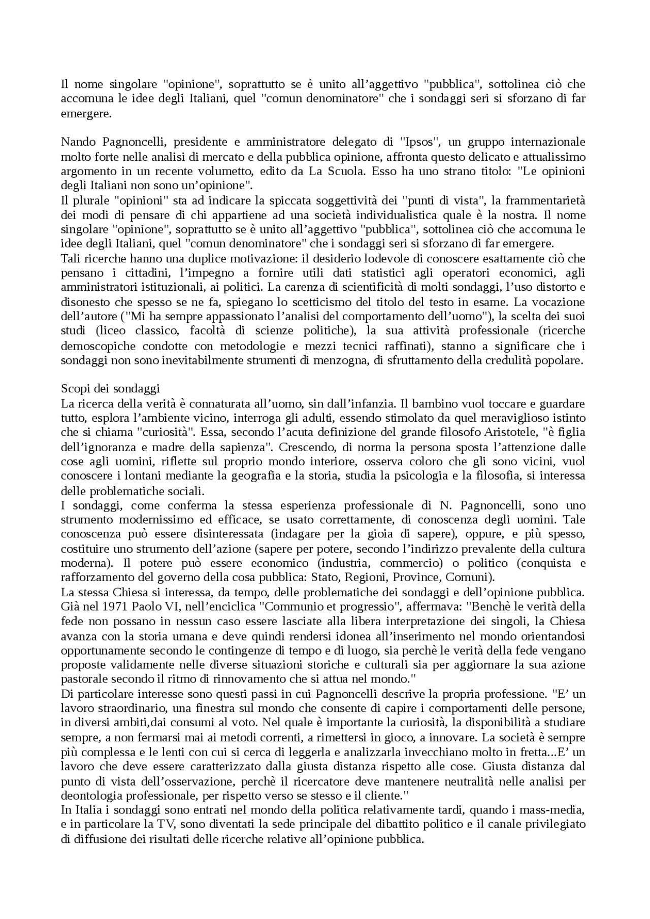 Analisi Dellopinione Pubblica Docsity