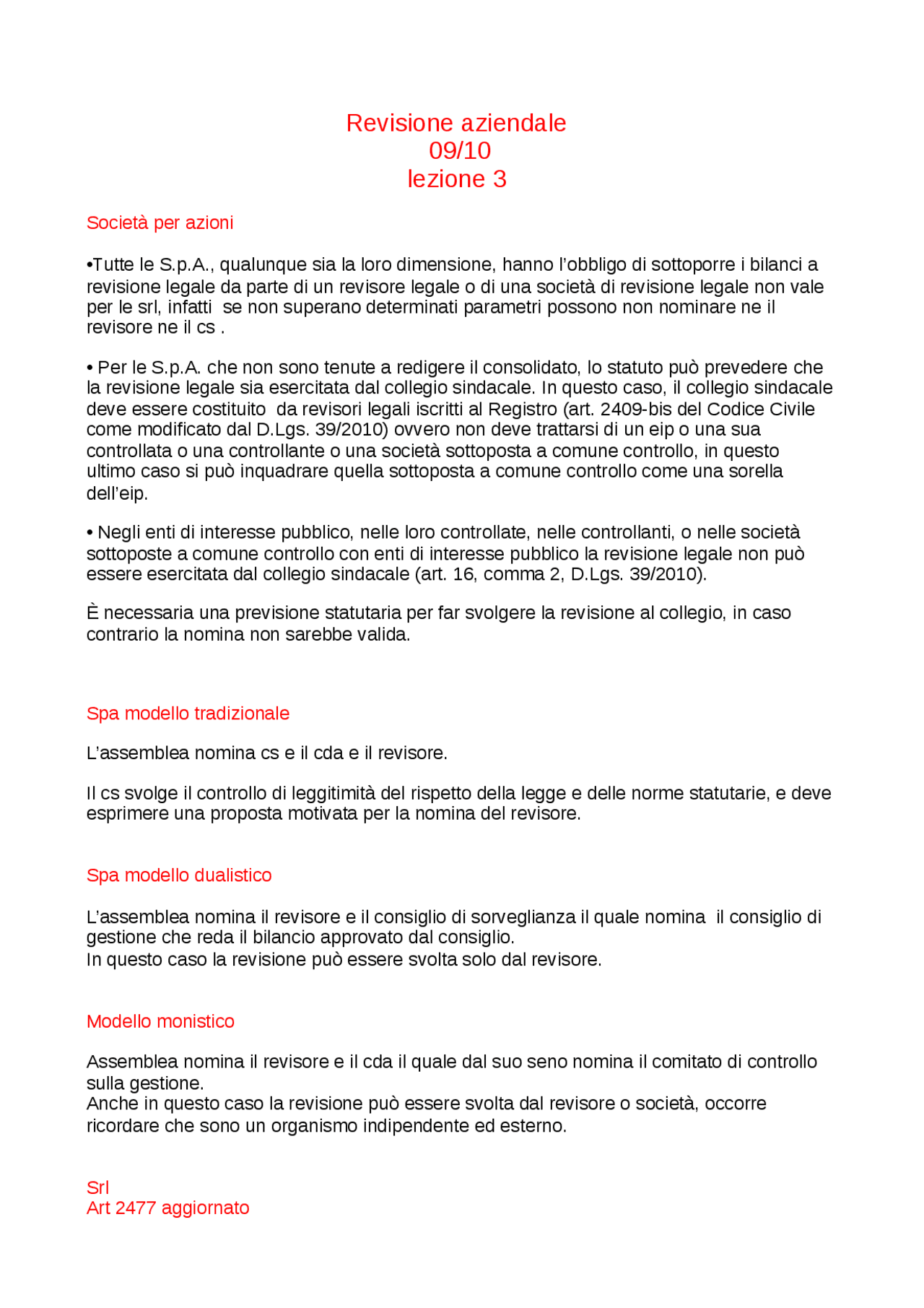 Revisione Aziendale Docsity