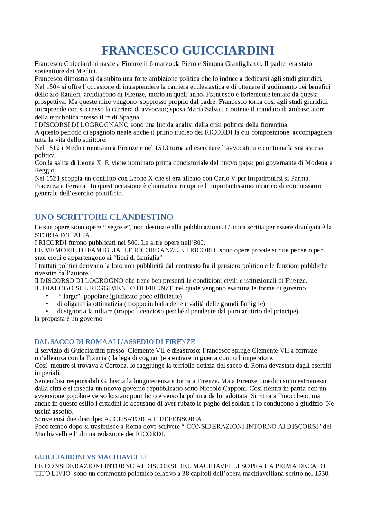 Francesco Guicciardini Docsity