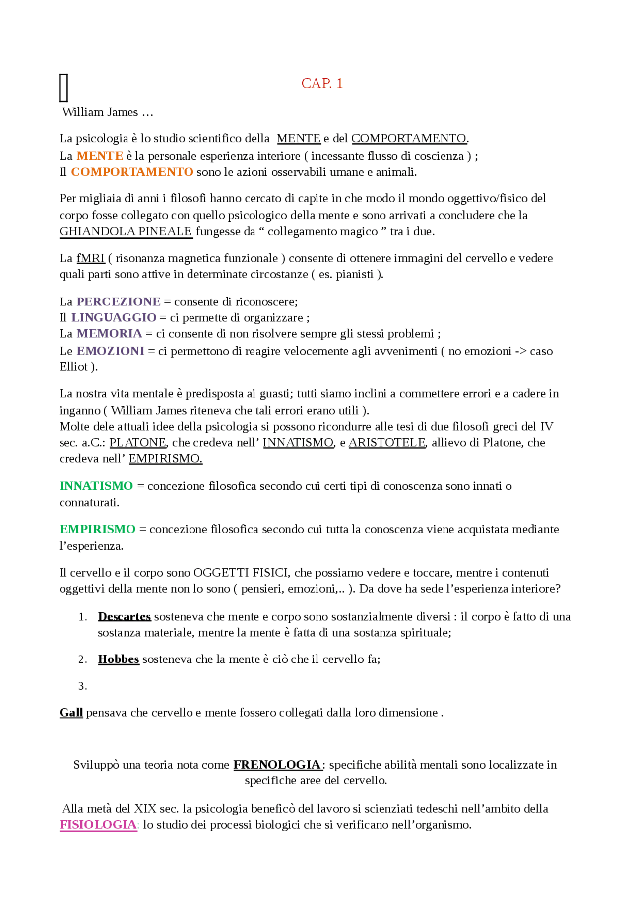 Cap 1 Di Psicologia Generale Schacter Gilbert Wegner Docsity