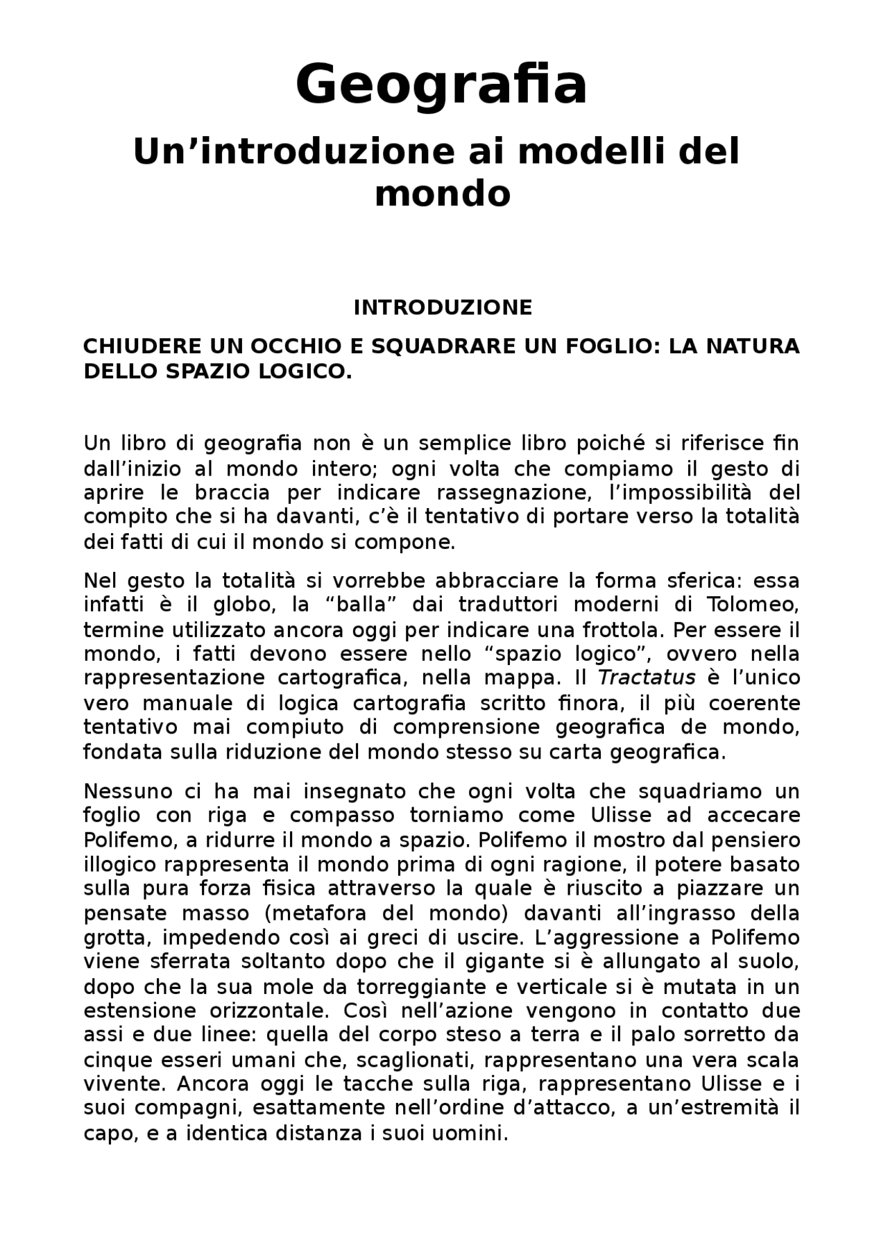 Geografia Unintroduzione Ai Modelli Del Mondo Docsity
