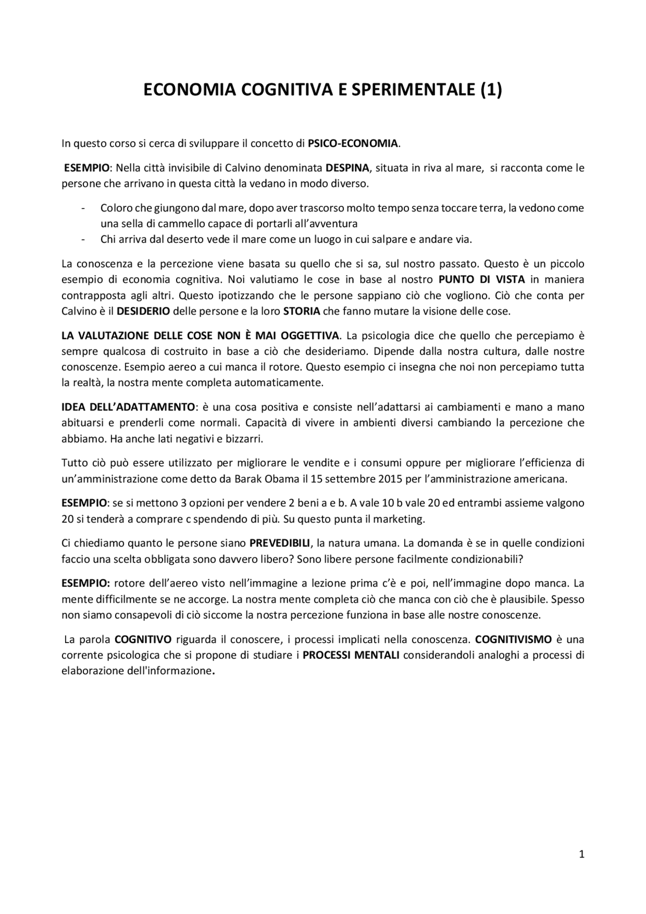 Economia Cognitiva E Sperimentale Docsity