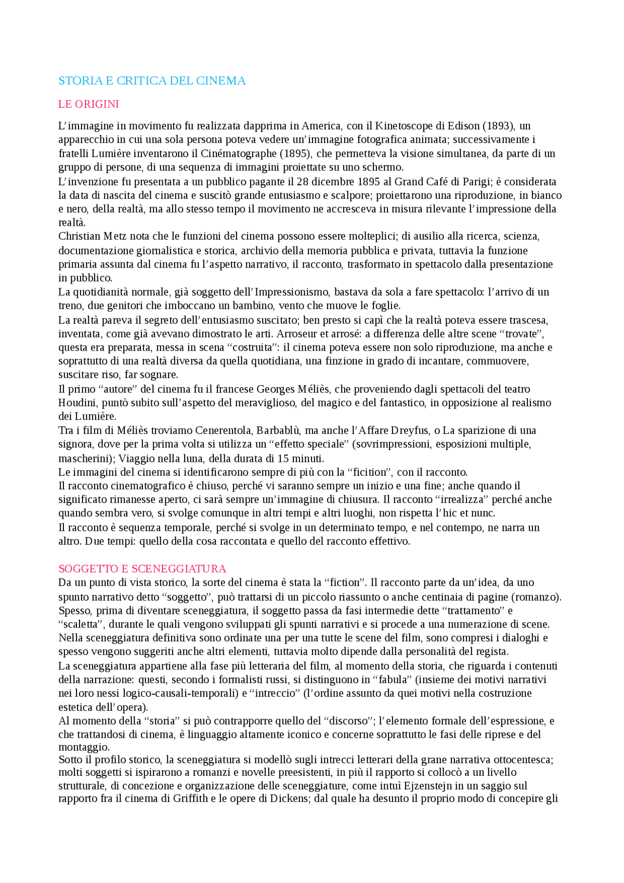 Cinema Generi Tecniche Autori Campari Docsity