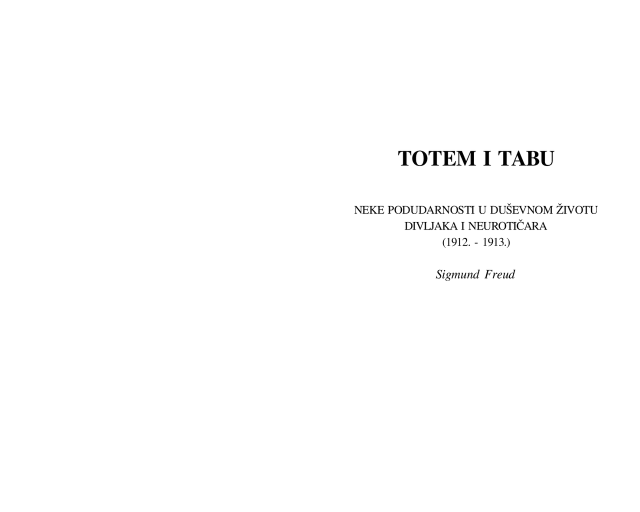 Sigmund Freud Totem I Tabu Esej Predlog Elektronika Docsity