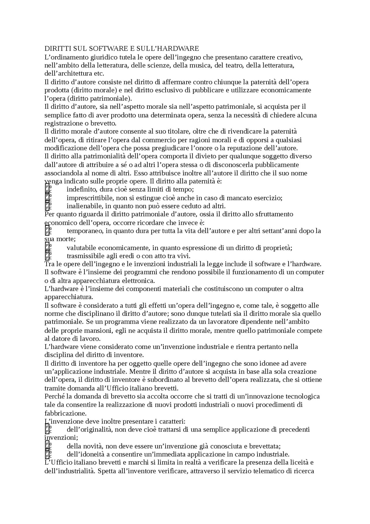 Diritti Sul Software E Sullhardware Docsity