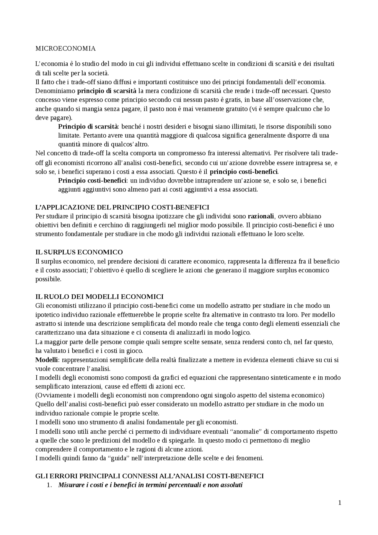 Microeconomia Unimib Lectures De Microéconomie Docsity