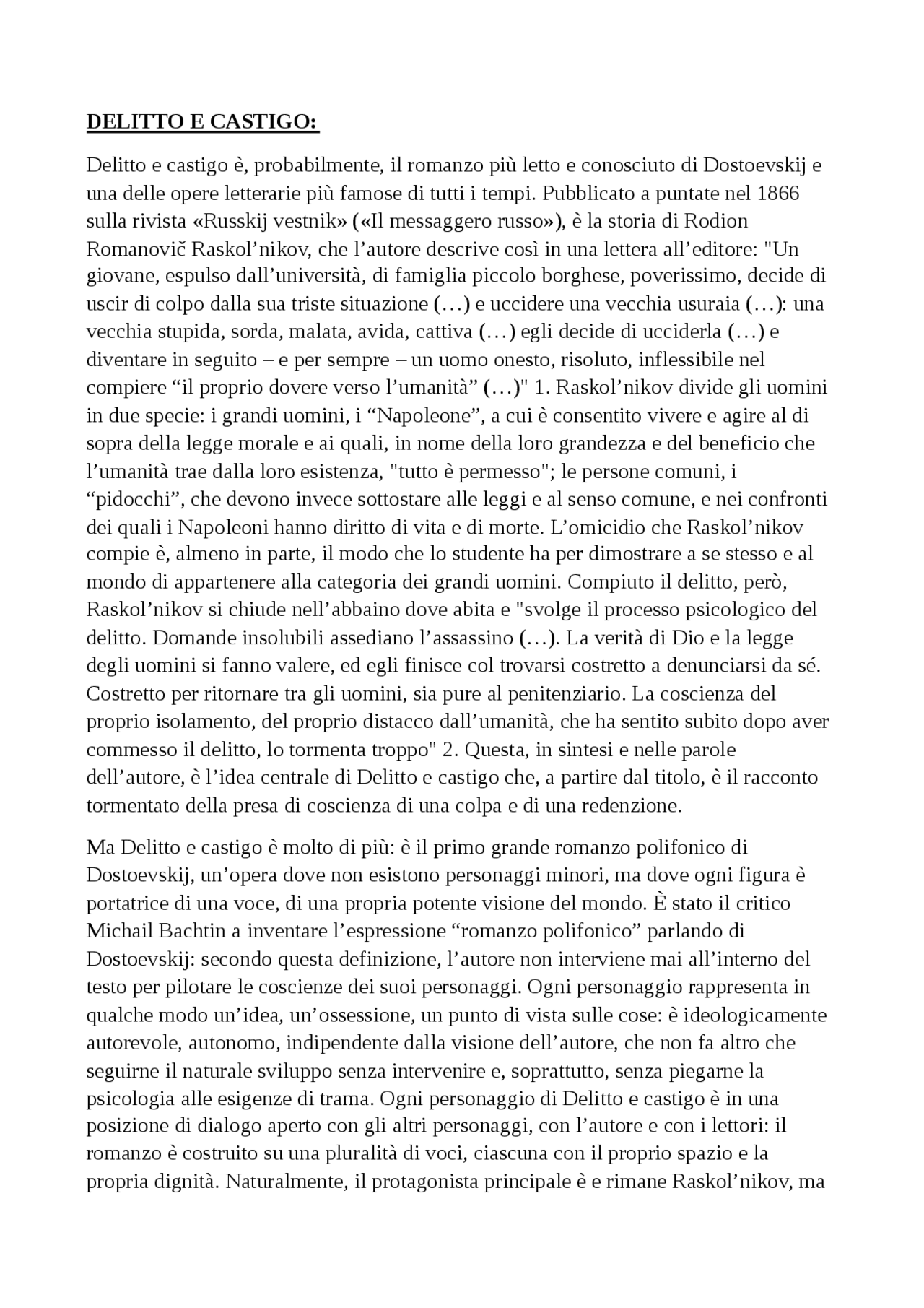 Delitto E Castigo Docsity