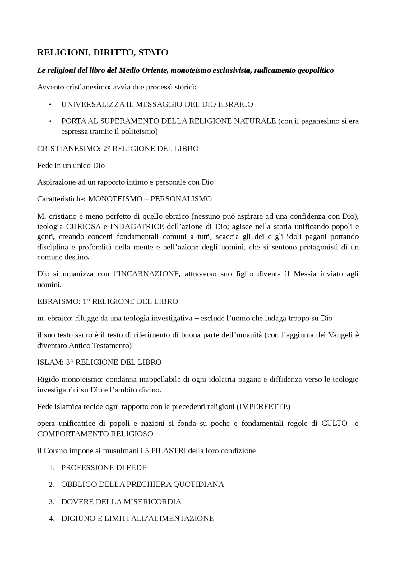 Diritto Ecclesiastico Schemi Docsity