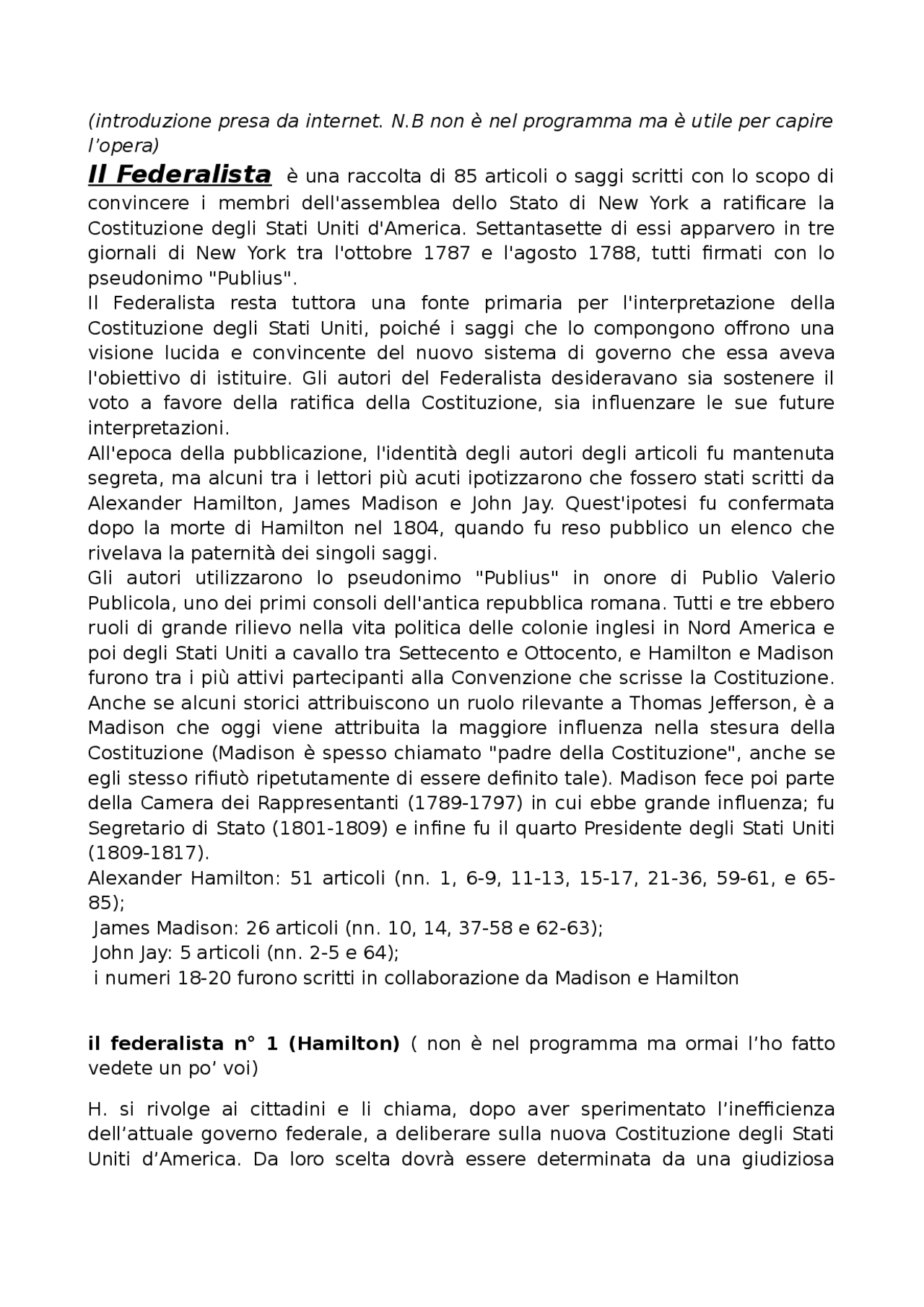 Il federalista - Docsity