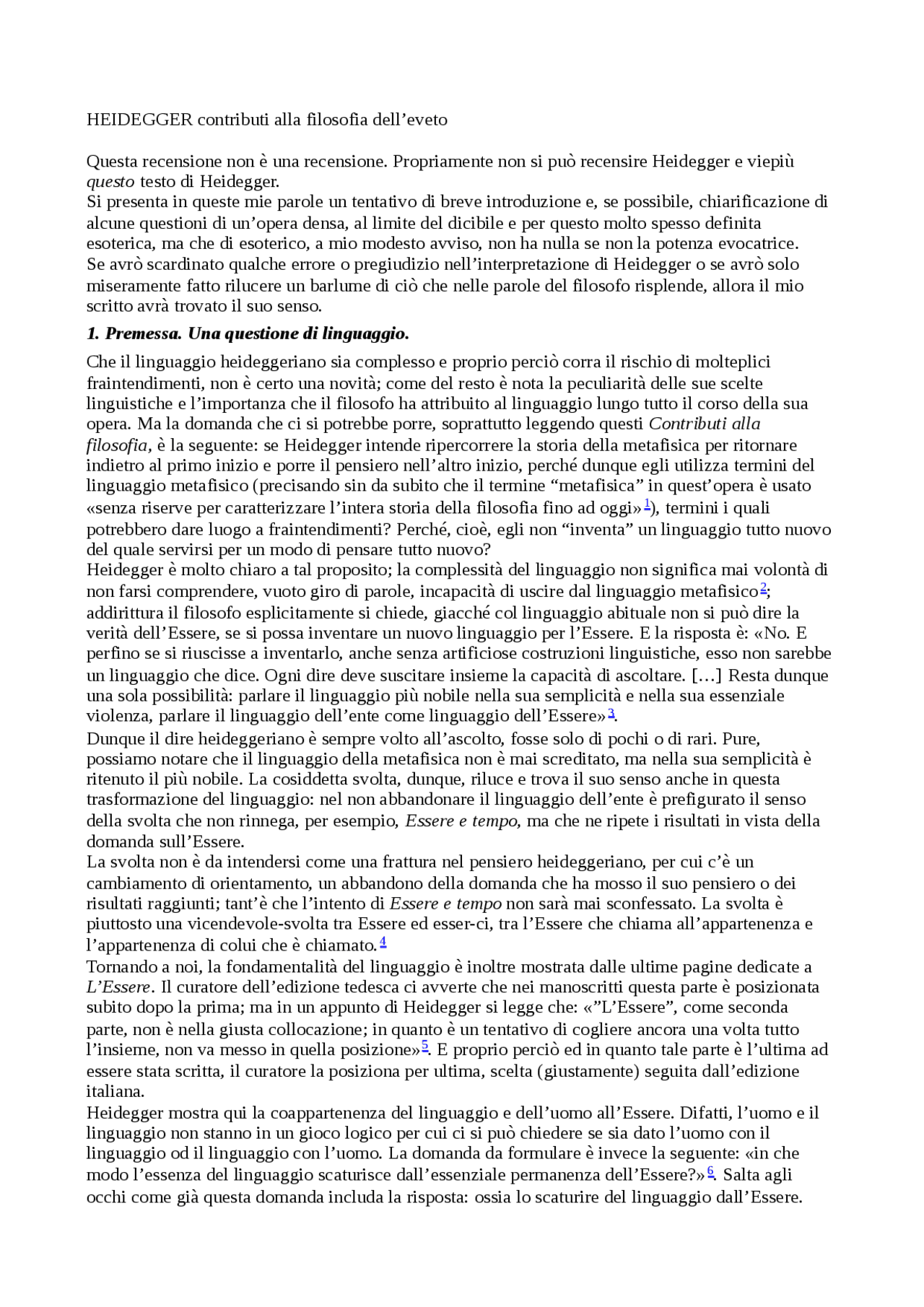 Heidegger Contributi Alla Filosofia Dell Evento Docsity
