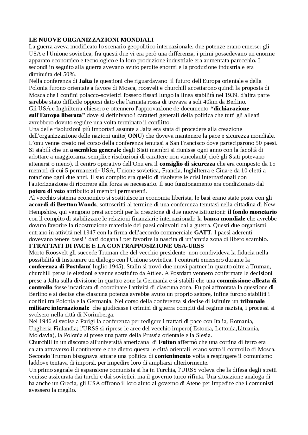 Riassunto Guerra Fredda Docsity