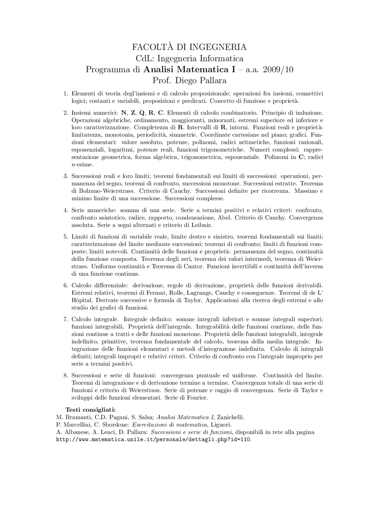 Programma analisi i - Docsity