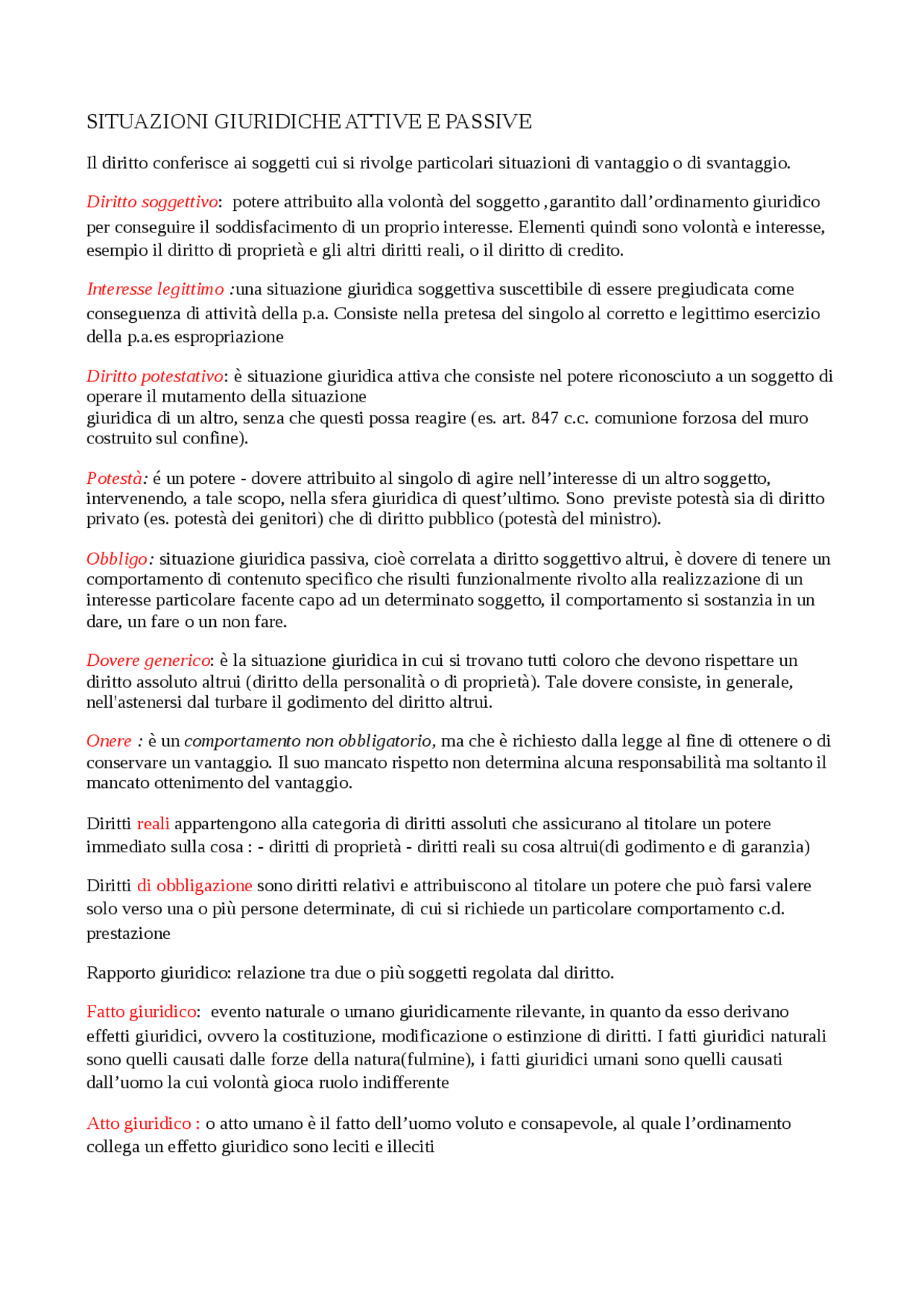 Situazioni Giuridiche Attive E Passive Docsity