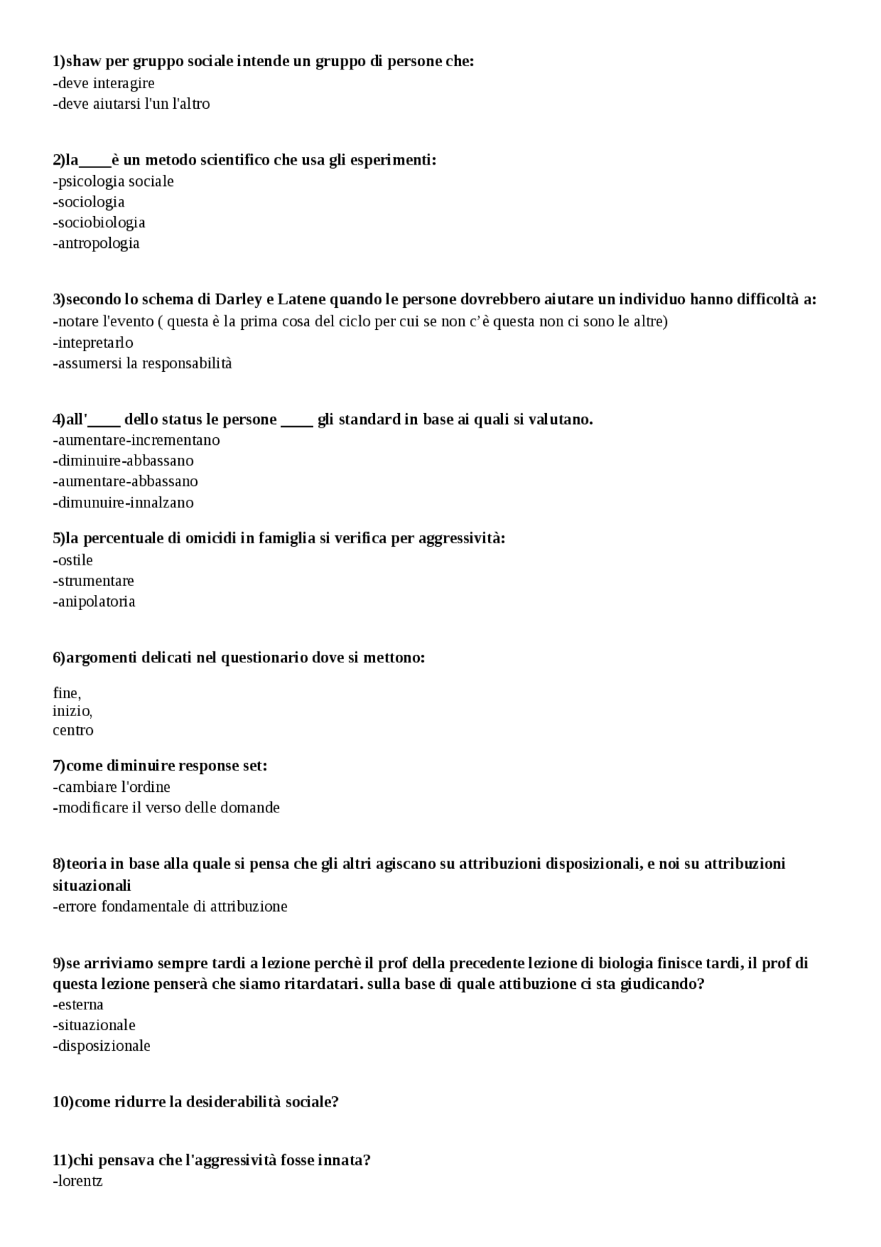 Domande Esame Di Psicologia Sociale Baldry Docsity