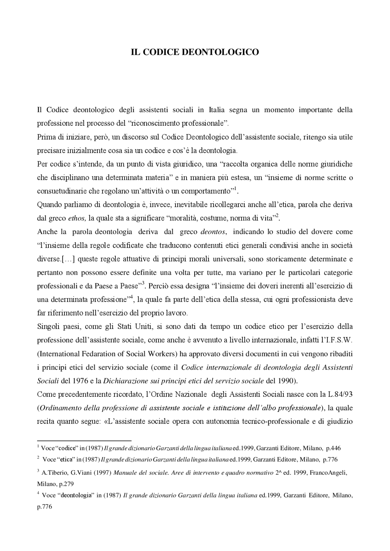 Il Codice Deontologico Degli Assistenti Sociali Docsity