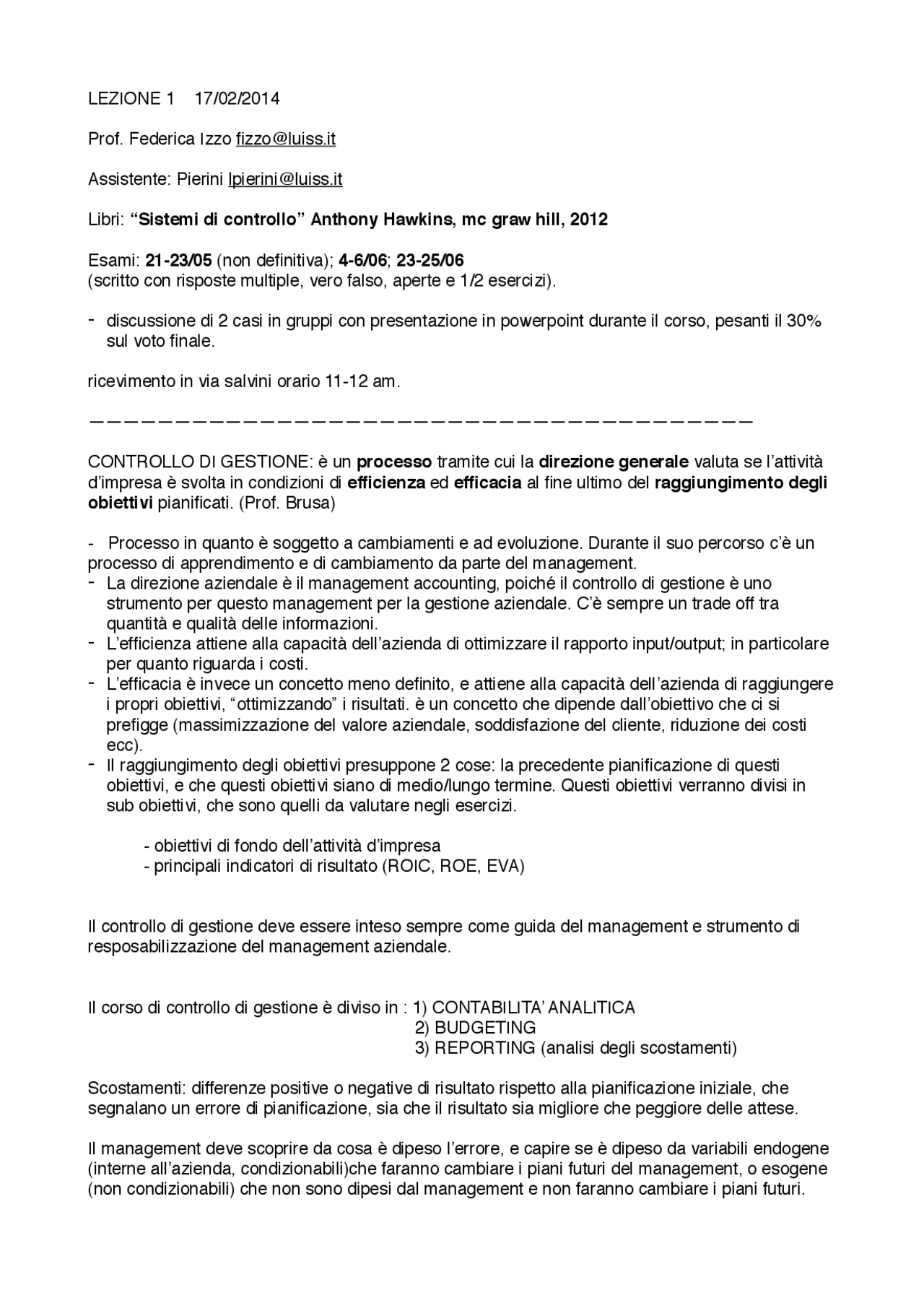Controllo Di Gestione Docsity