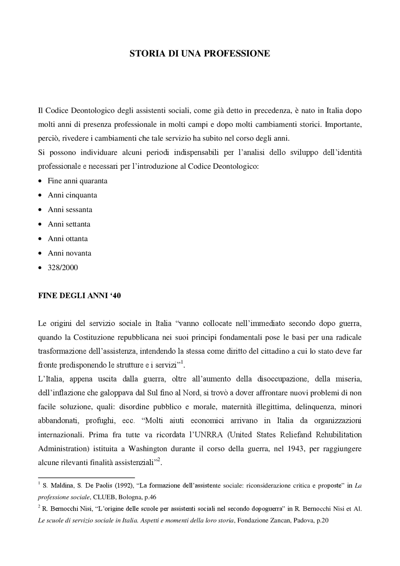 Storia Del Servizio Sociale Docsity