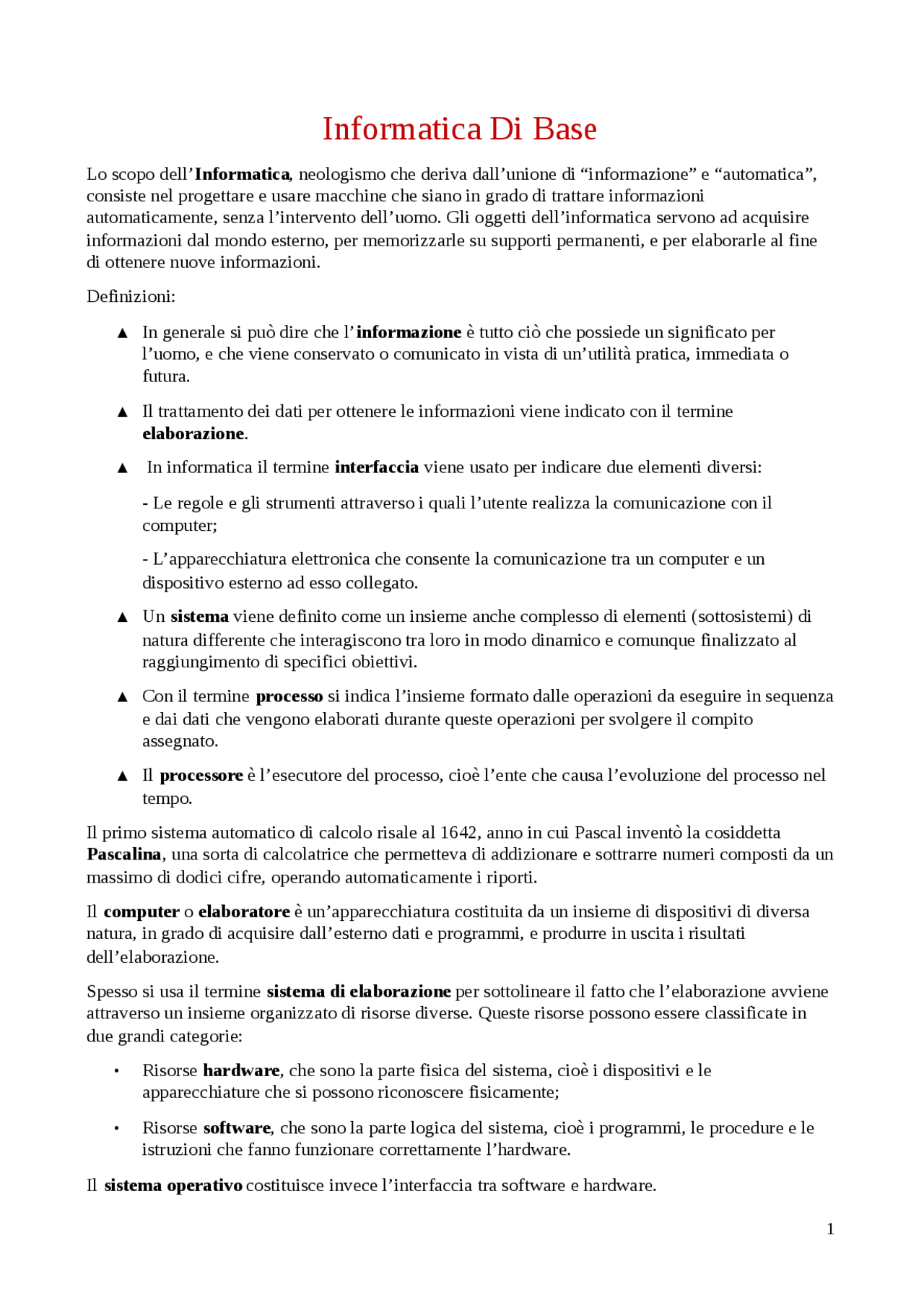 Informatica Di Base Docsity