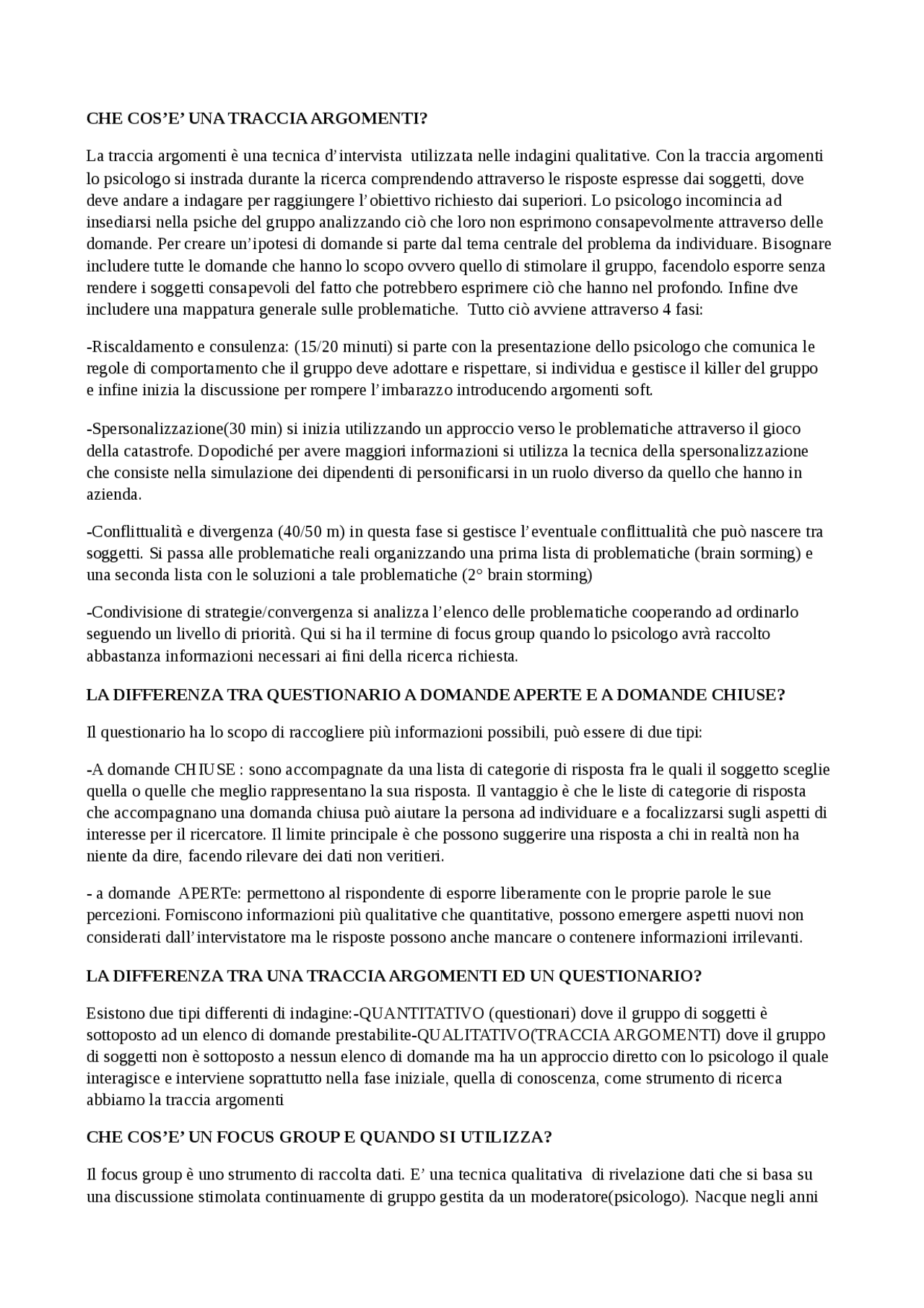Tecniche Dellintervista E Del Questionario Docsity
