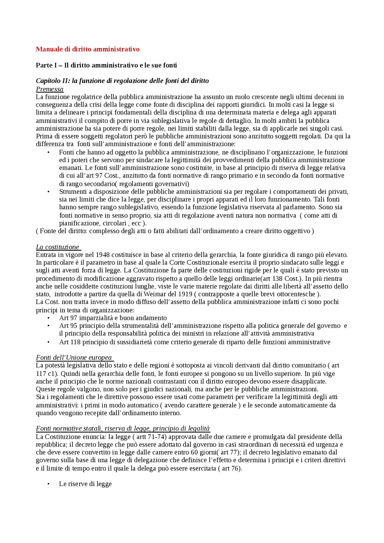 Manuale di diritto amministrativo clarich marcello riassunto prima parte - Docsity