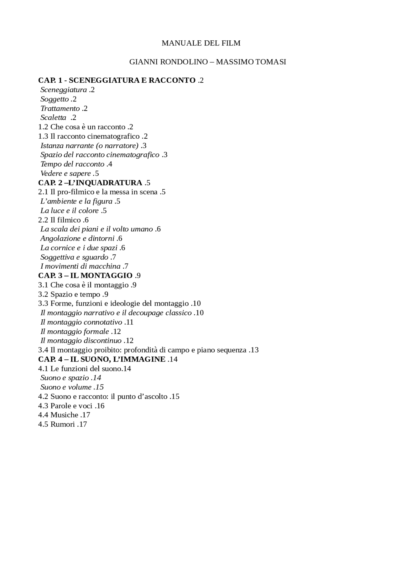 Manuale Del Film Rondolino Docsity