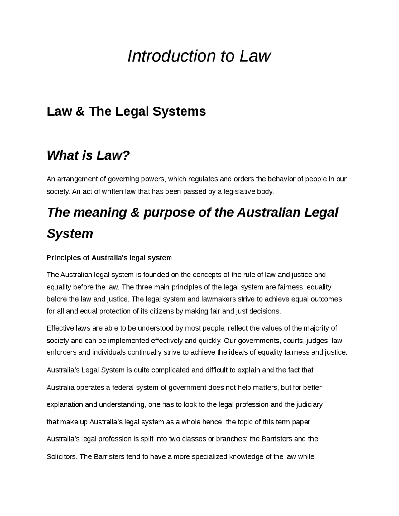 Introduction to law - Docsity