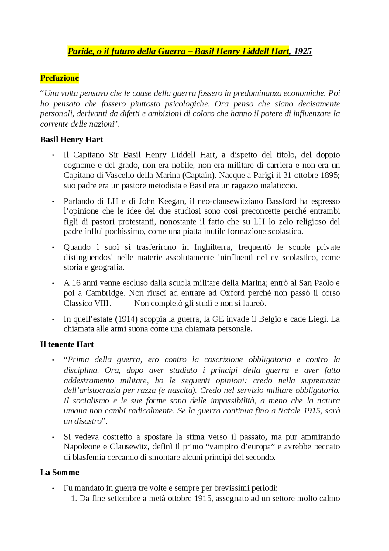 Paride il futuro della guerra | Appunti di Auxologia | Docsity