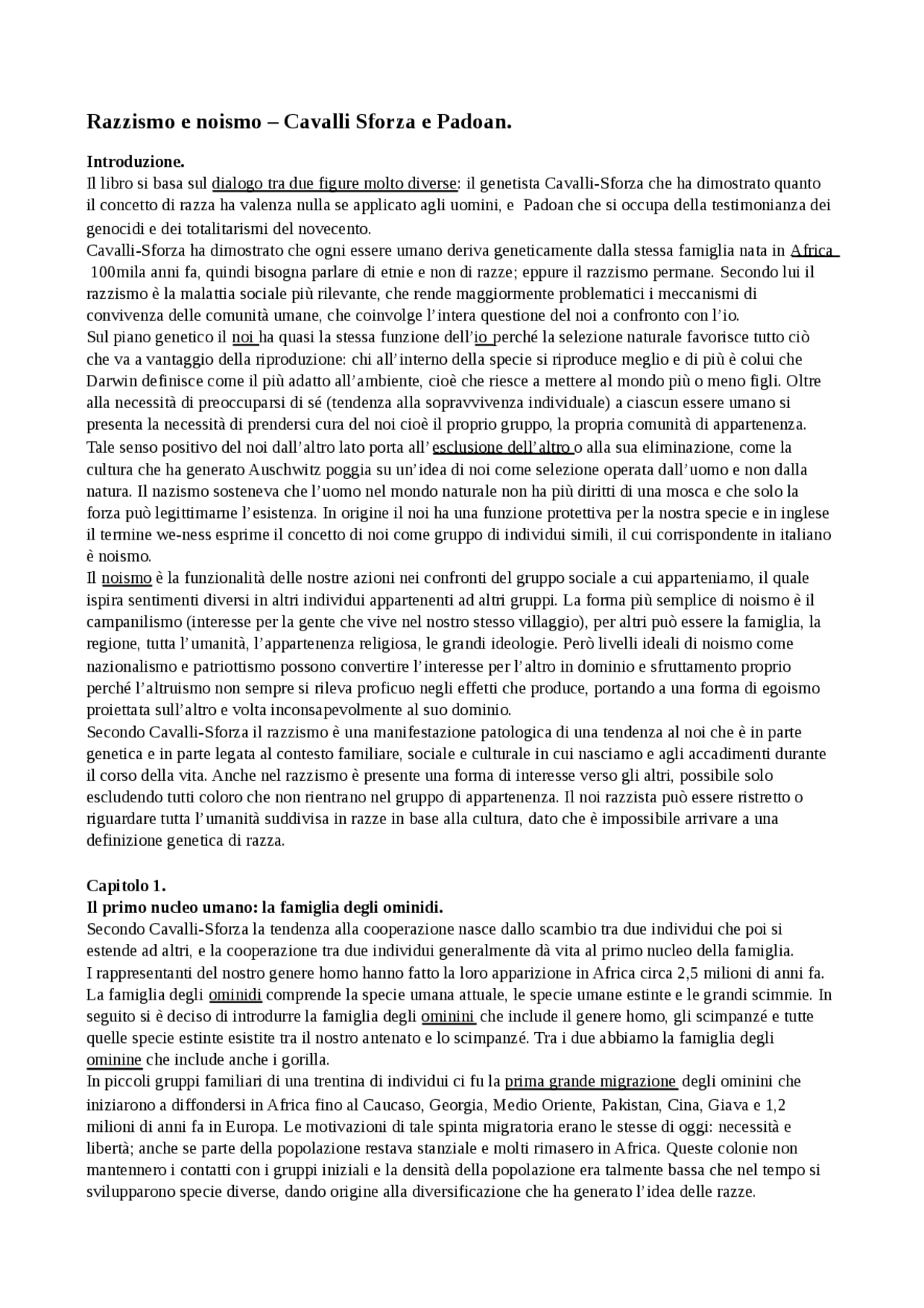 Razzismo E Noismo Docsity