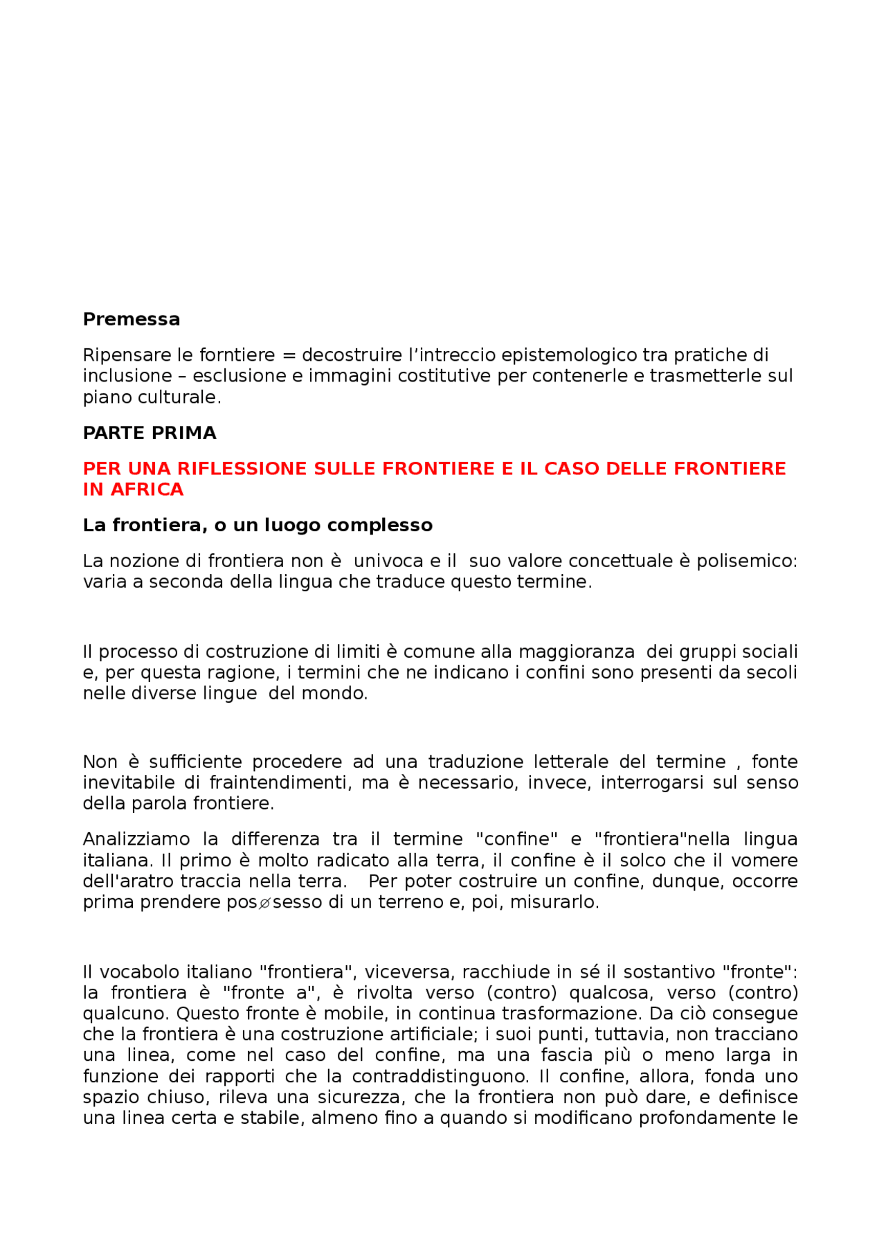 Ripensare Le Frontiere Docsity