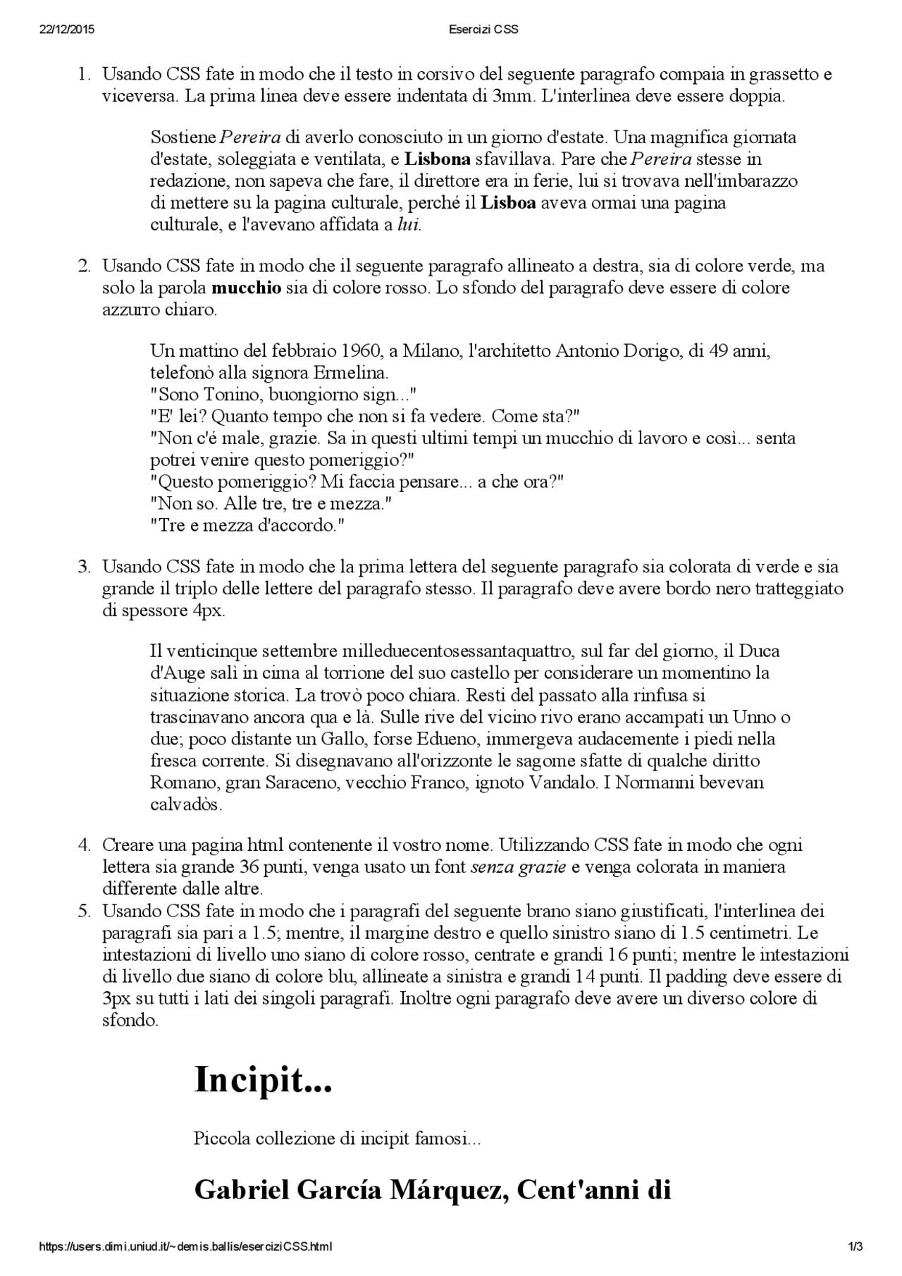Esercizi Css Docsity
