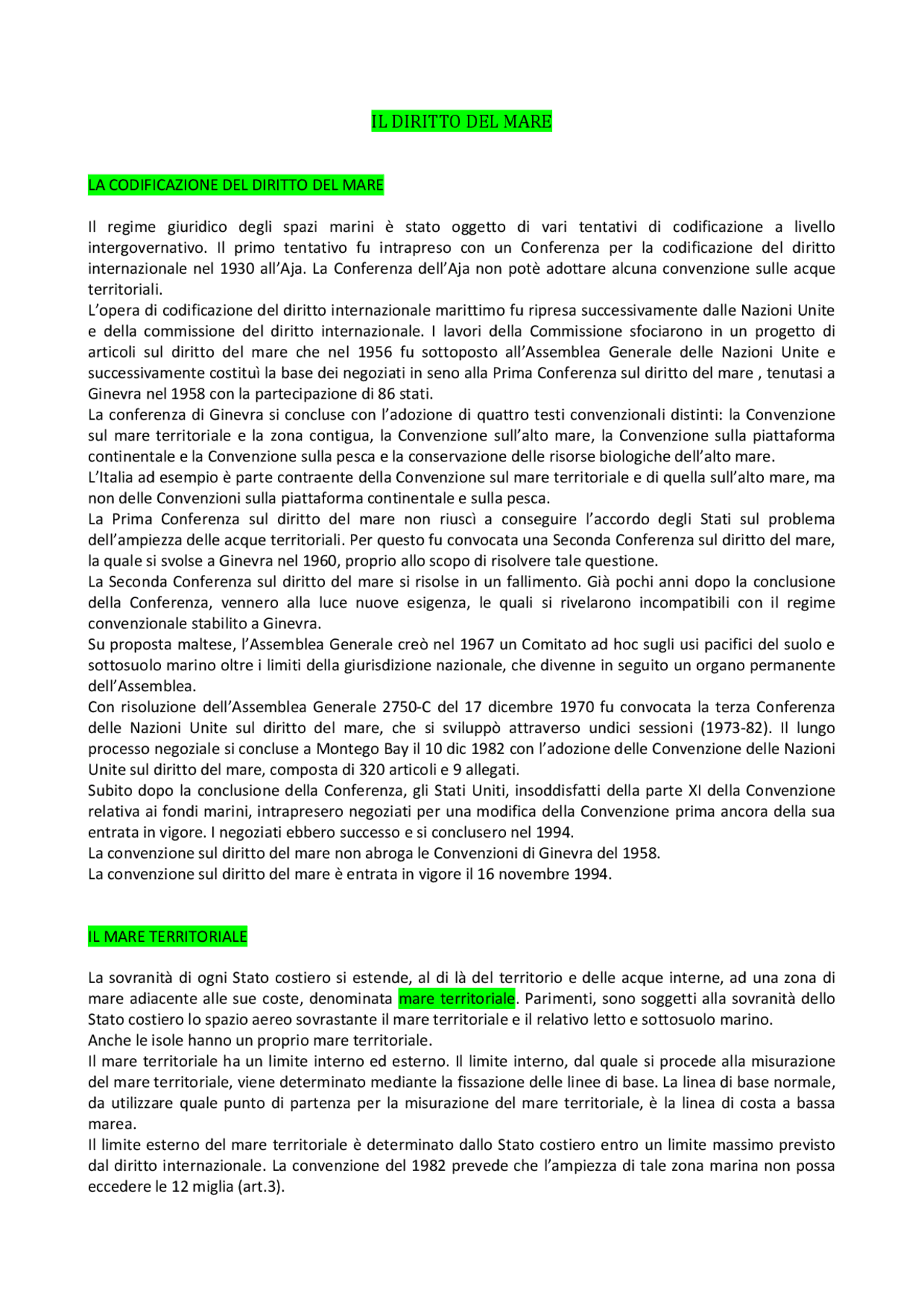 Il diritto del mare - Docsity