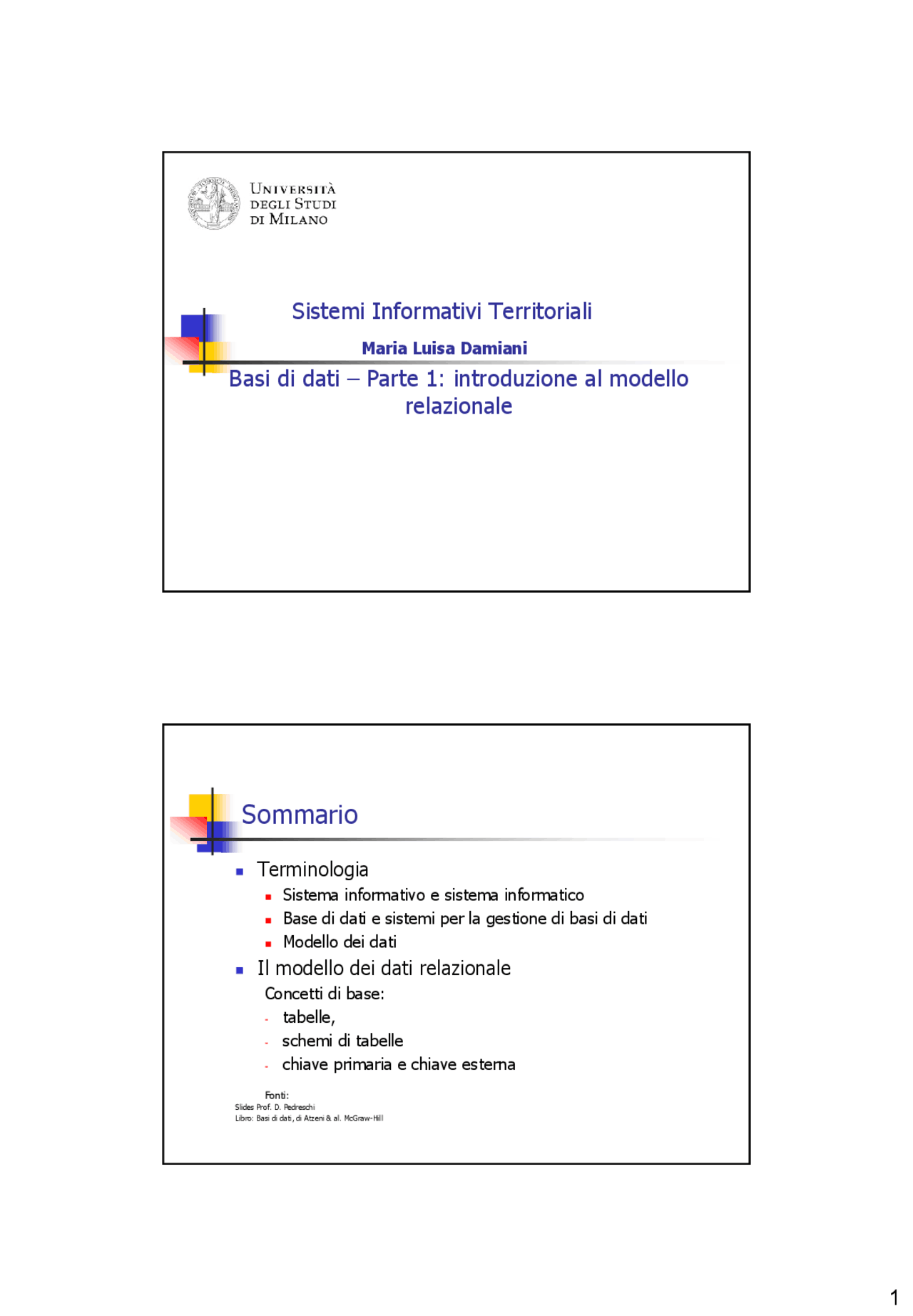 Sistemi Informativi Territoriali Docsity