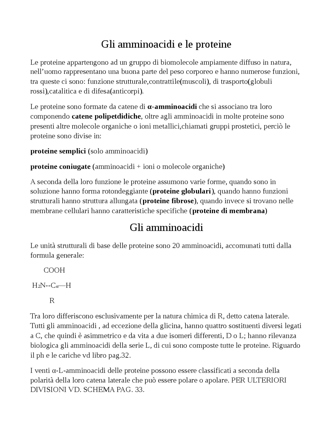 Amminoacidi E Proteine Docsity