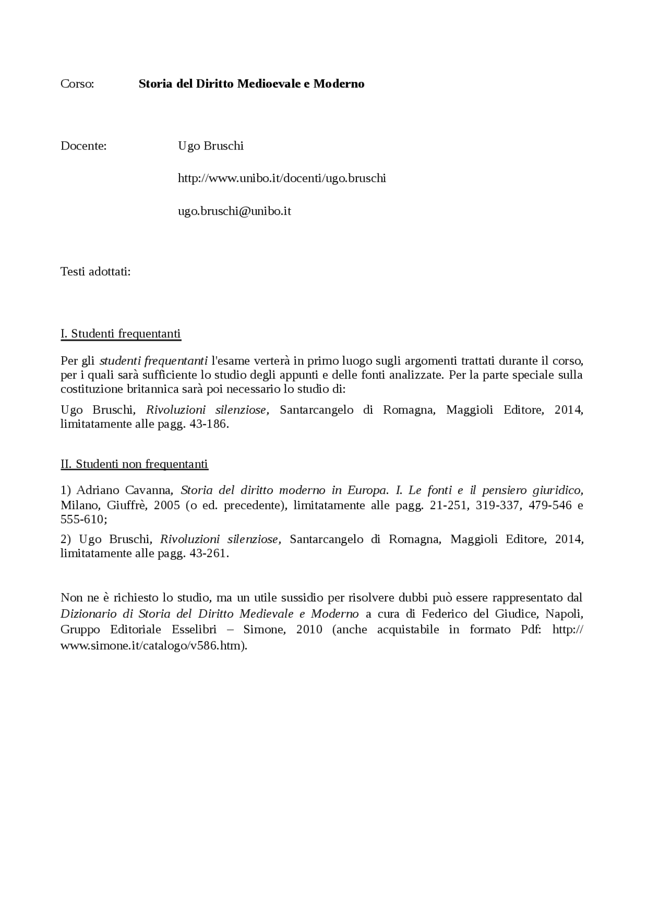 Compendio Storia Del Diritto Medioevale E Moderno Docsity