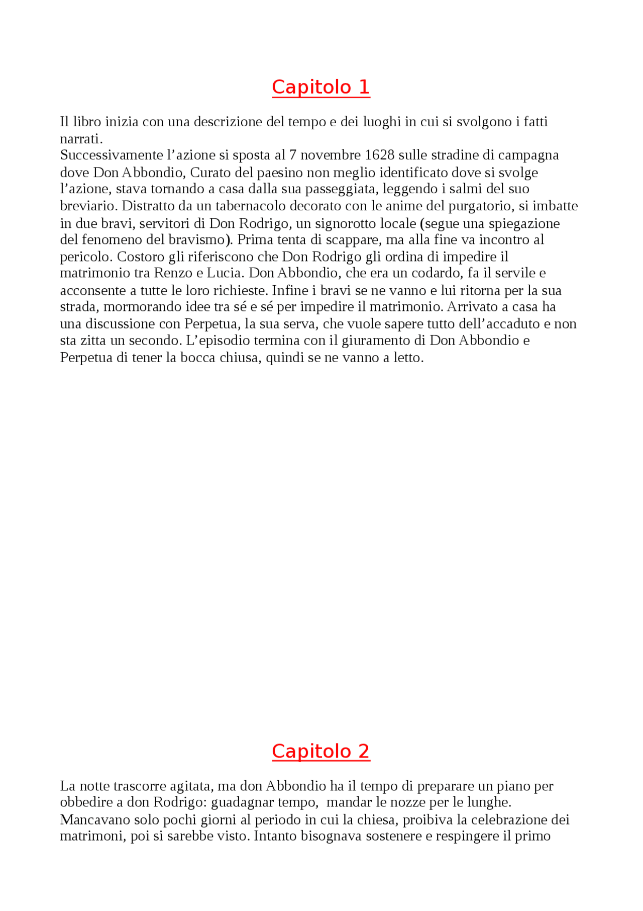 I Promessi Sposi Riassunti Docsity