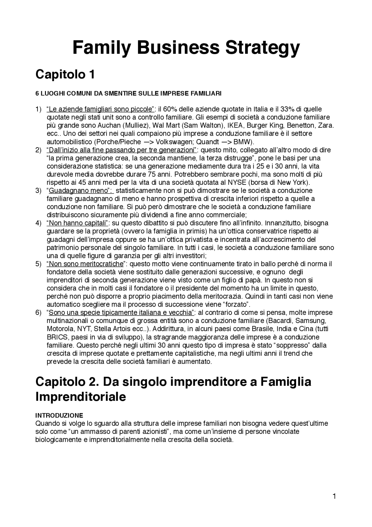 Family Business Strategy - Docsity