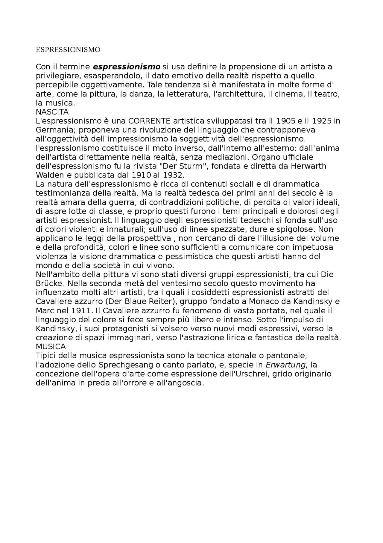 Espressionismo Docsity