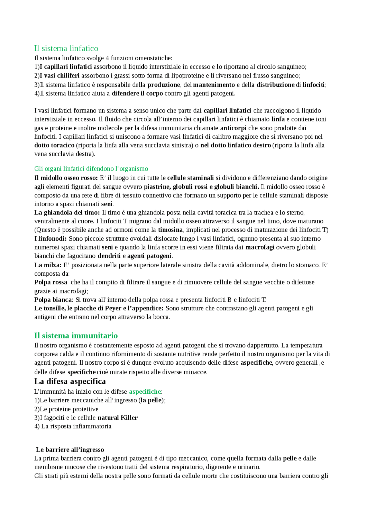 Il Sistema Linfatico Docsity