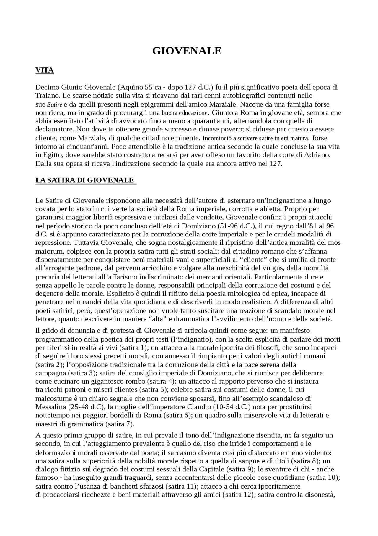 Giovenale Docsity