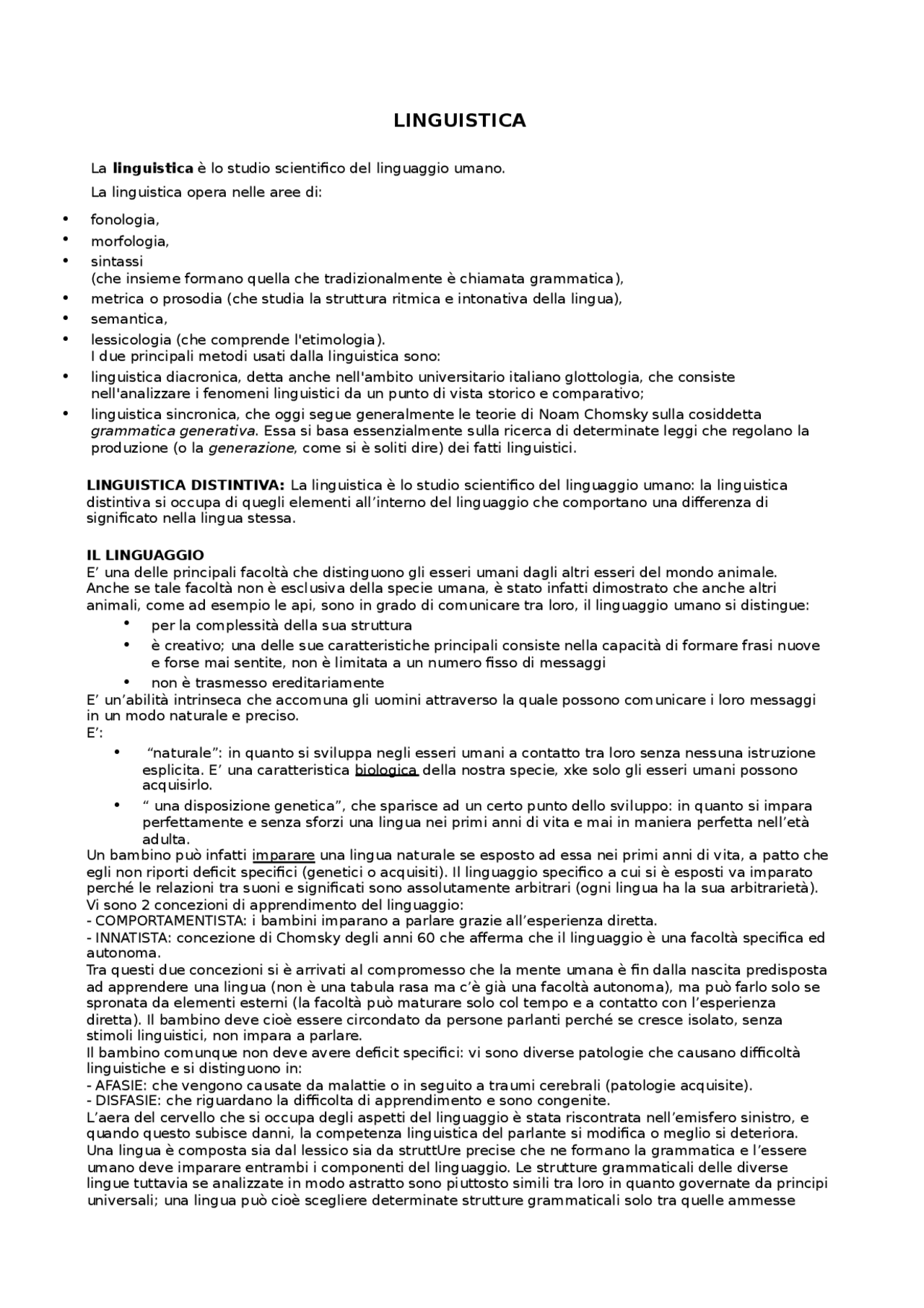 Alcuni Appunti Riassunti Di Linguistica Generale Docsity